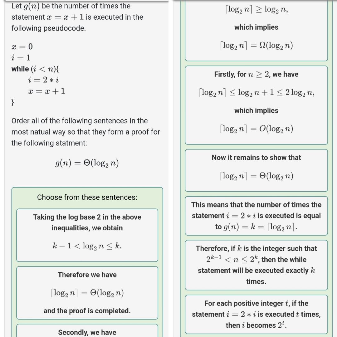 Solved Let g(n) ﻿be the number of times the statement x=x+1 | Chegg.com