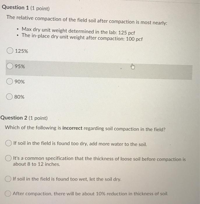 Solved Question 1 (1 point) The relative compaction of the | Chegg.com Solved Question 1 (1 point) The relative compaction of the | Chegg.com