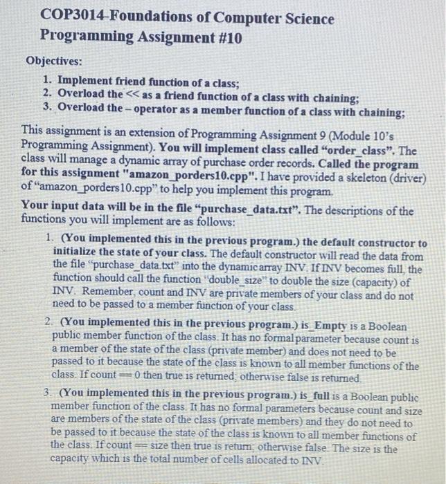 Solved COP3014- Foundations of Computer Science Programming | Chegg.com