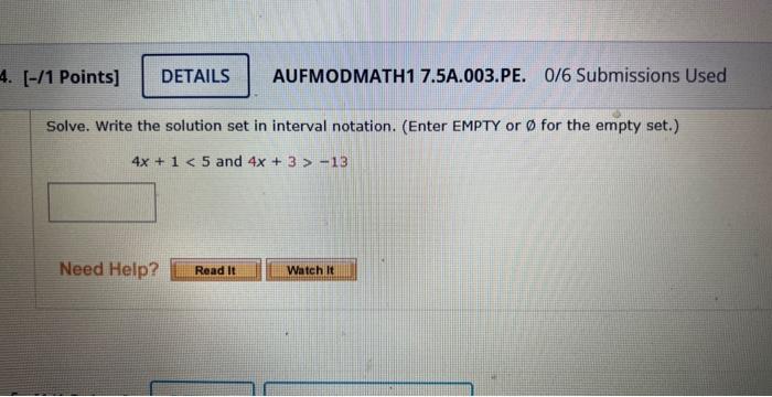 Solved Solve. Write the solution set in interval notation. | Chegg.com