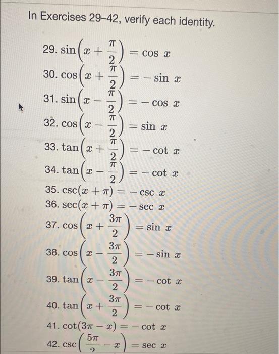 Solved In Exercises 29-42, verify each identity. 29. | Chegg.com