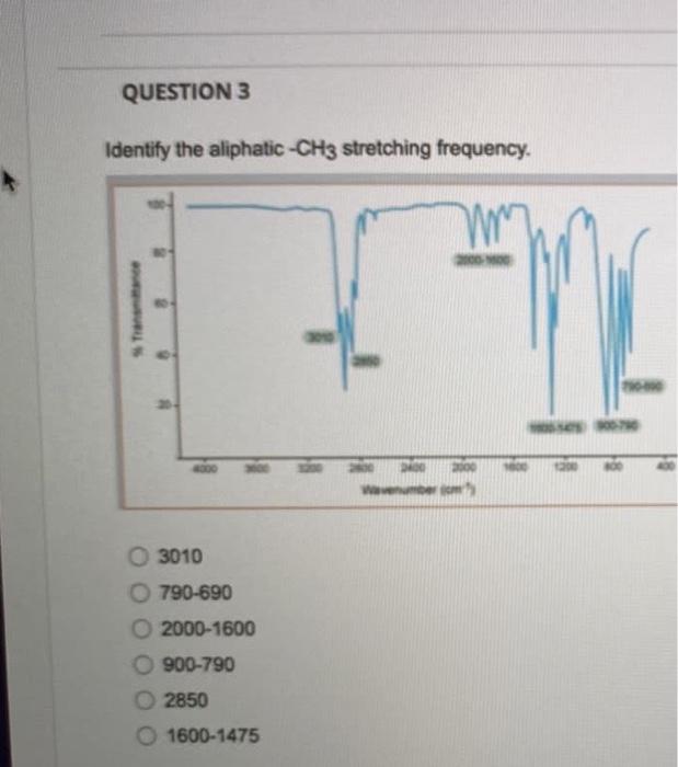 Solved Identify the aliphatic −CH3 stretching frequency. | Chegg.com