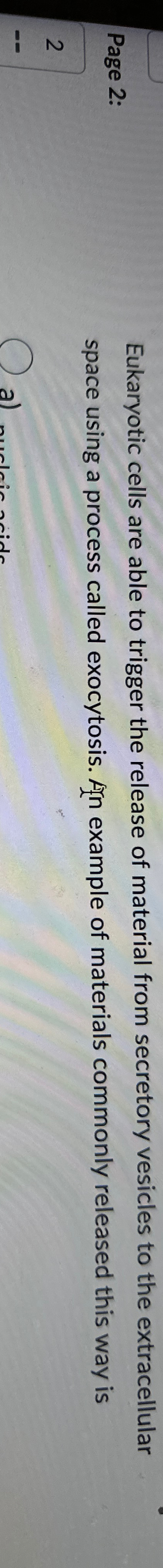 Solved Eukaryotic cells are able to trigger the release of | Chegg.com