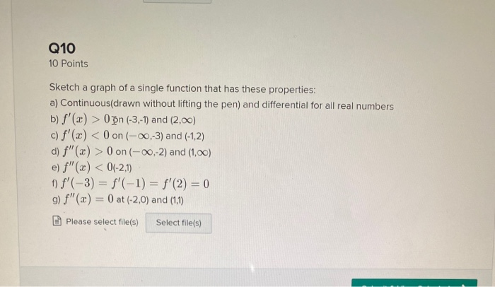 Solved Q10 10 Points Sketch a graph of a single function | Chegg.com