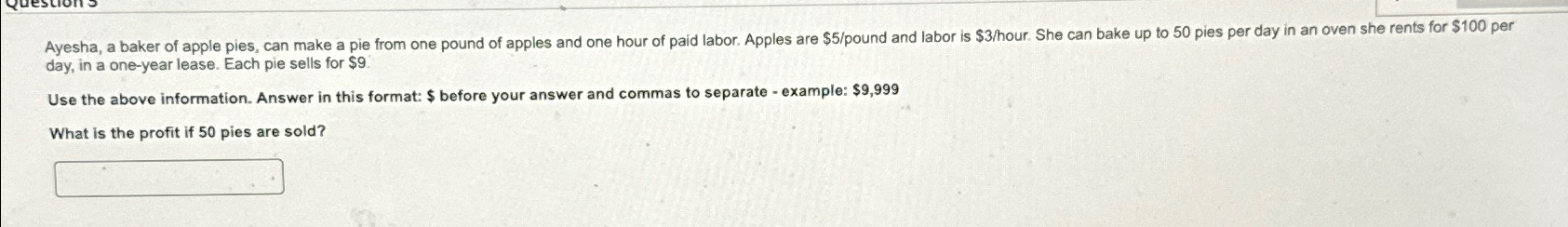 Solved day, in a one-year lease. Each pie sells for $9.Use | Chegg.com
