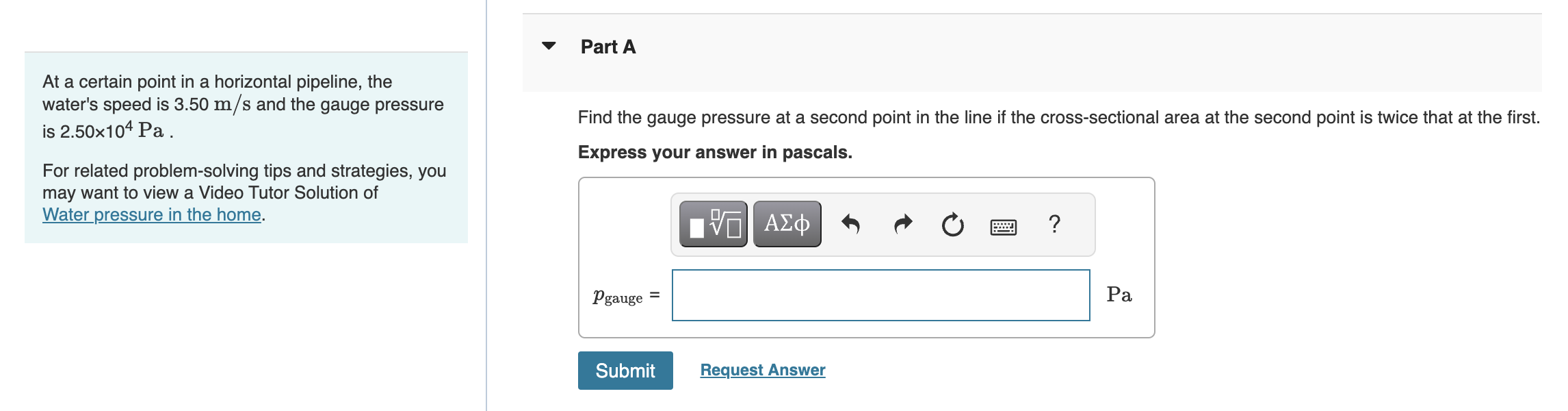 Solved At a certain point in a horizontal pipeline, | Chegg.com