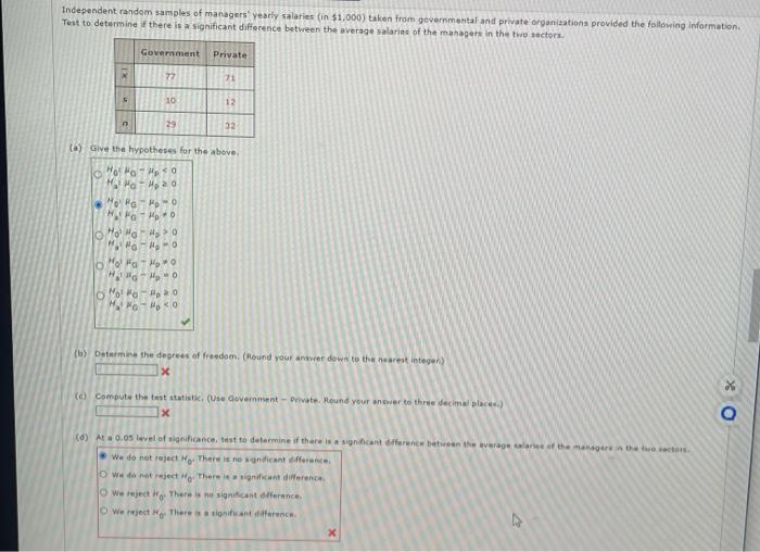 Solved Independent random samples of managers' yearfy | Chegg.com