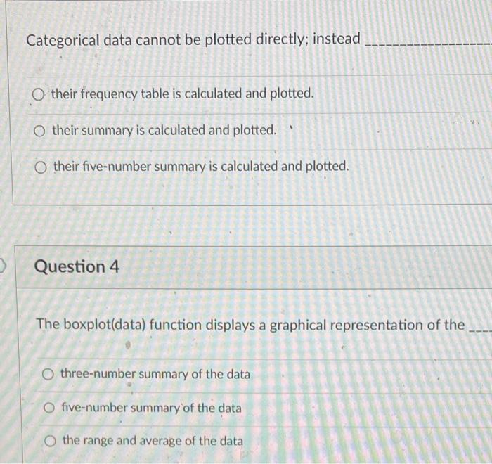Solved Categorical data cannot be plotted directly; instead | Chegg.com