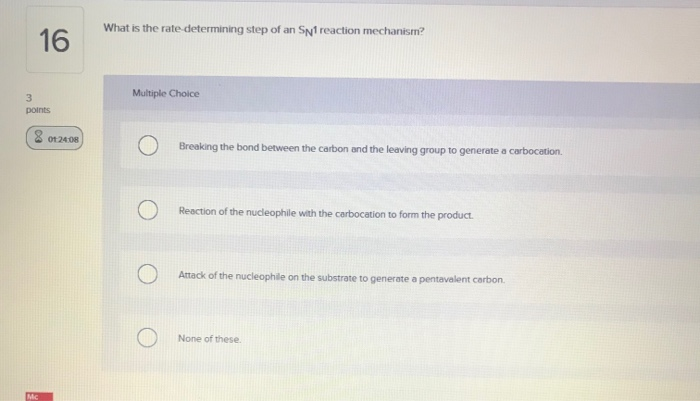 Solved What is the rate determining step of an Sn1 reaction | Chegg.com