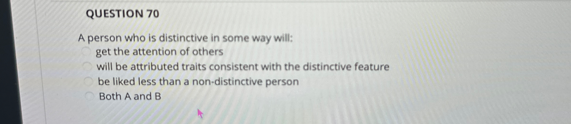 Solved QUESTION 70A person who is distinctive in some way | Chegg.com