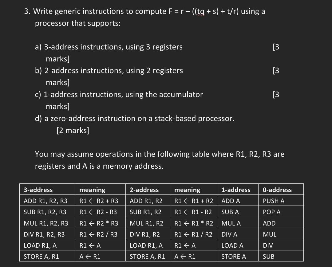 Solved Write generic instructions to compute | Chegg.com