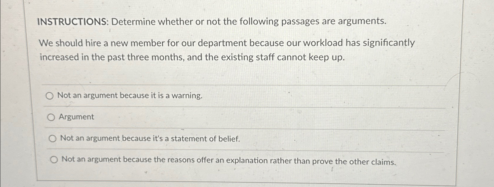 Solved INSTRUCTIONS: Determine whether or not the following | Chegg.com