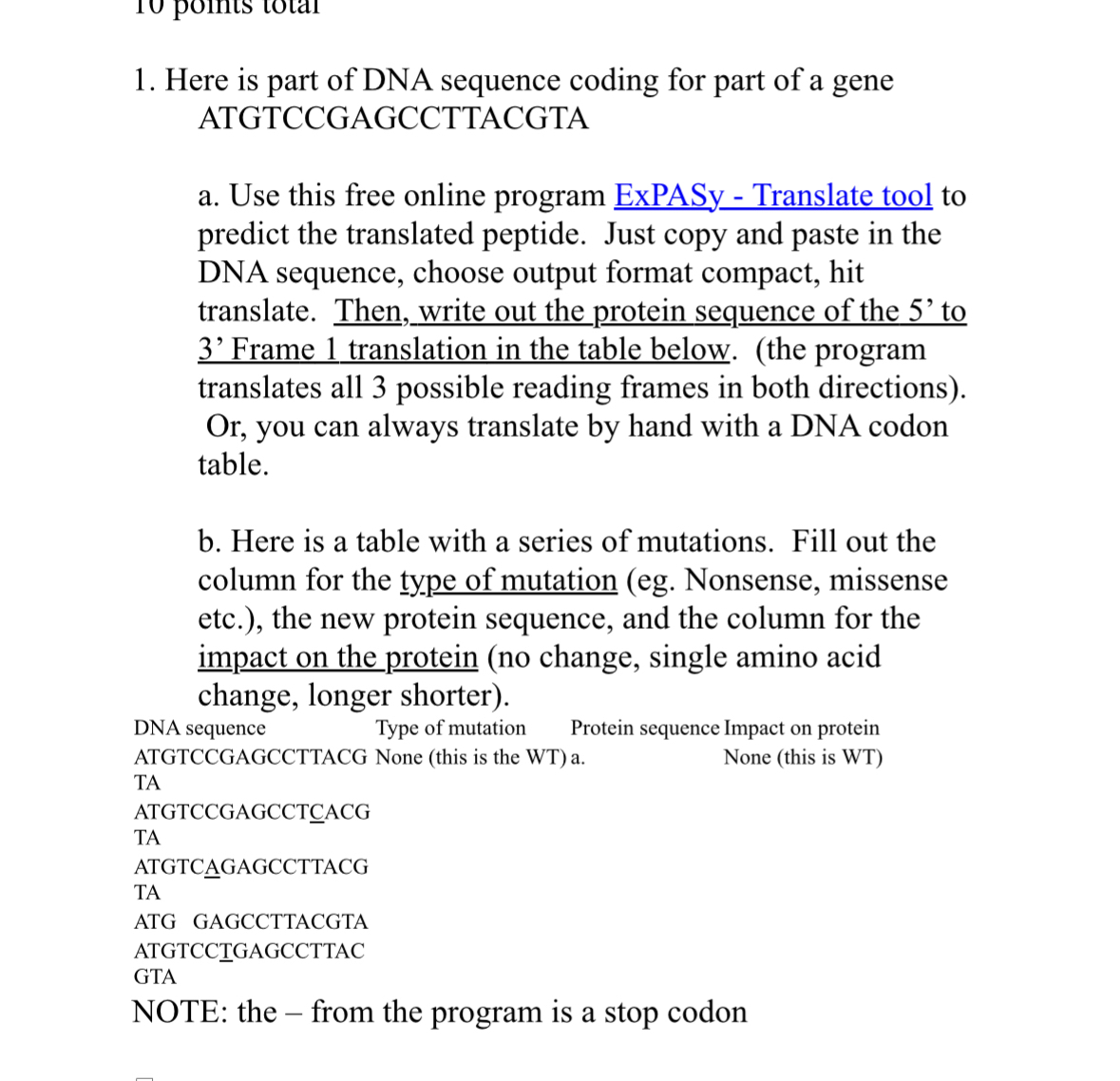 Solved Here Is Part Of Dna Sequence Coding For Part Of A 7108