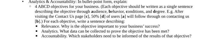 I need to write 4 ABCD objective for my business.This | Chegg.com
