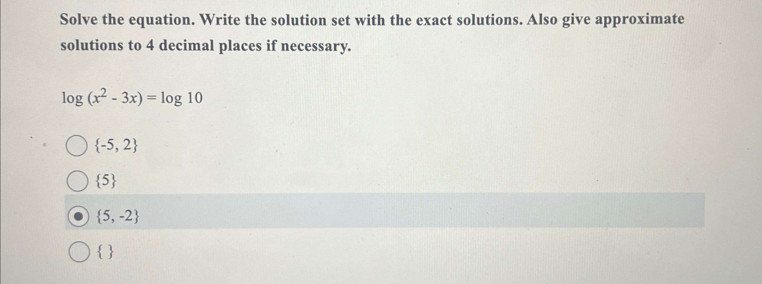 Solved Solve the equation. Write the solution set with the | Chegg.com