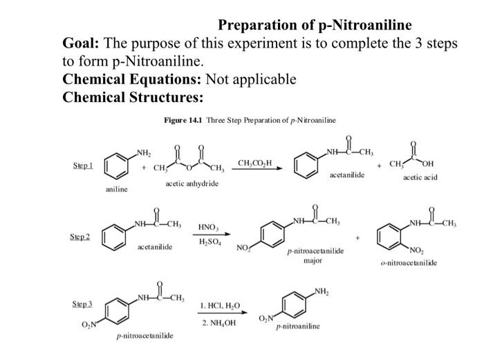 Solved Preparation of p-Nitroaniline Goal: The purpose of | Chegg.com