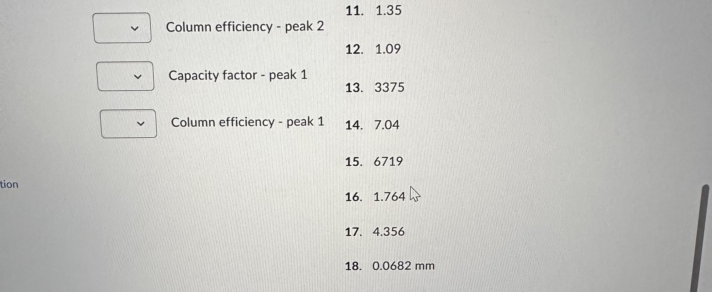 Question 1 (8 ﻿points)ListenFor the HPLC chromatogram | Chegg.com