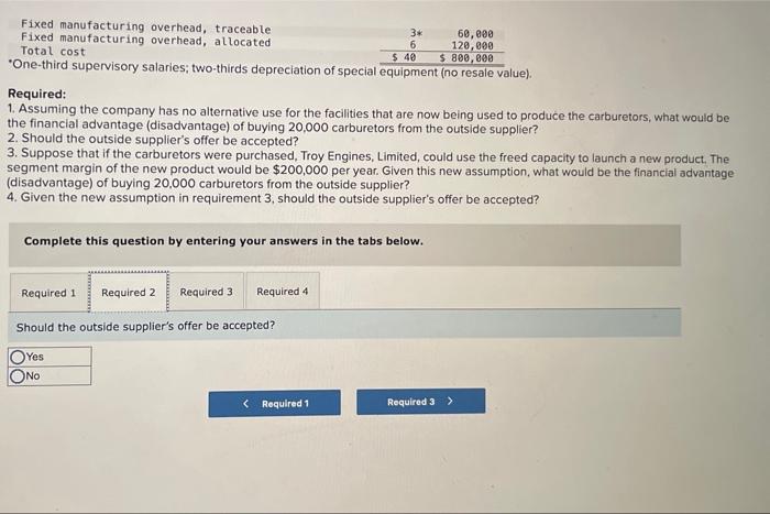 Solved Exercise 11-3 (Algo) Make or Buy Decision [LO11-3] | Chegg.com
