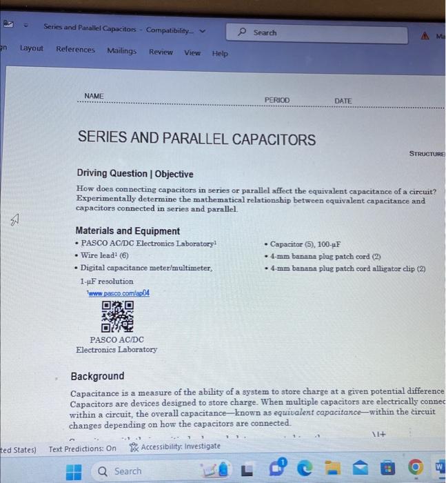 Solved Series and Parallel Capacitors - Compatibility... | Chegg.com