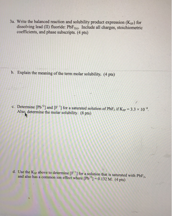 Solved 3a. Write the balanced reaction and solubility | Chegg.com