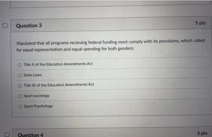 Question 3 Stipulated that all programs recieving | Chegg.com