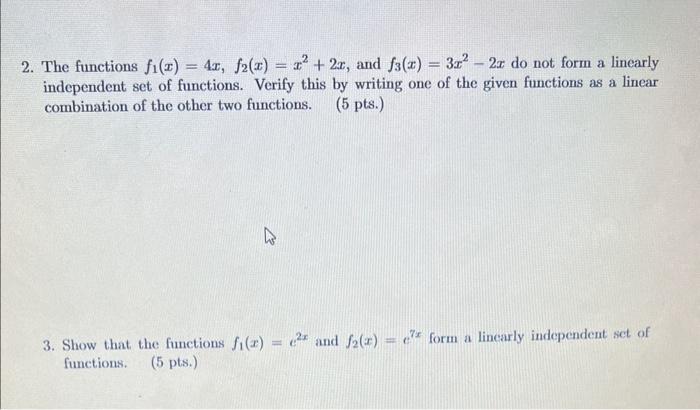 Solved 2. The functions f1(x)=4x,f2(x)=x2+2x, and | Chegg.com