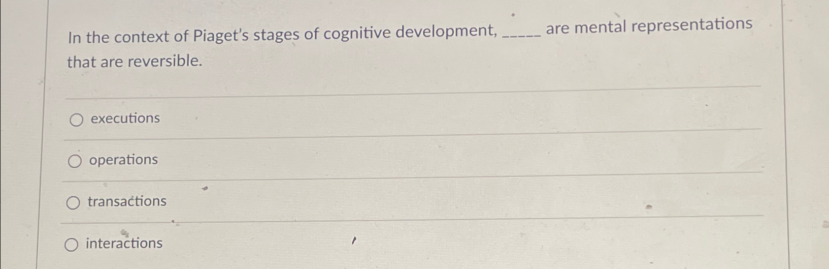 Solved In the context of Piaget's stages of cognitive | Chegg.com