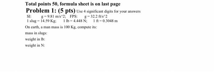 Total points 50 , formula sheet is on last page | Chegg.com