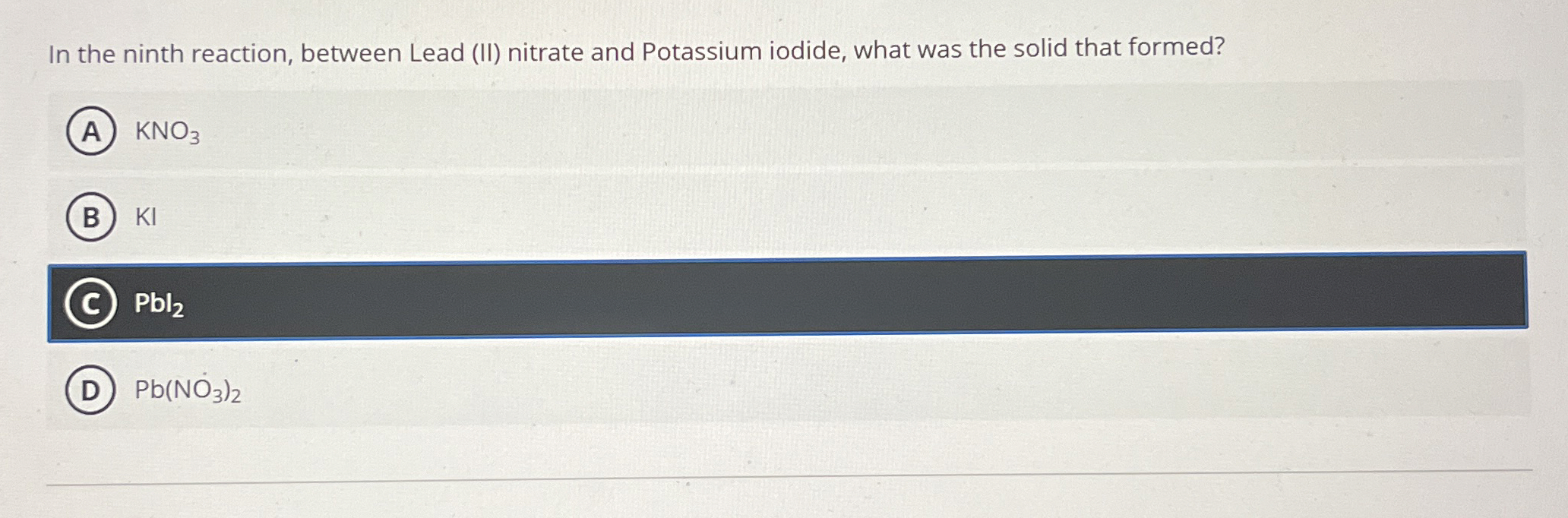 Solved In the ninth reaction, between Lead (II) ﻿nitrate and | Chegg.com