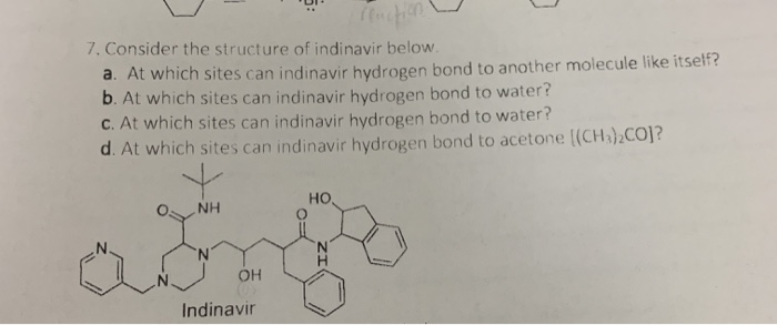 Solved 7. Consider the structure of indinavir below. a. At | Chegg.com