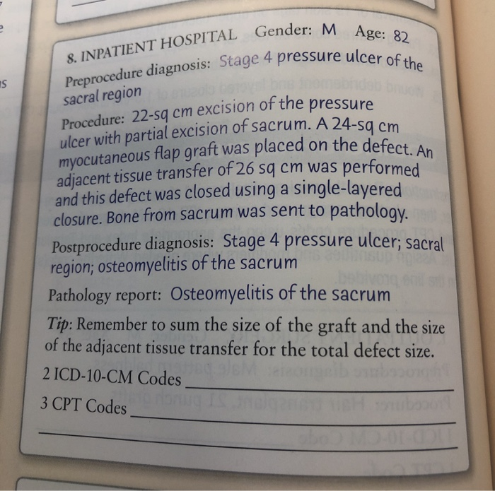 Solved TS sacral region Procedure: 22-sq cm excision of the | Chegg.com