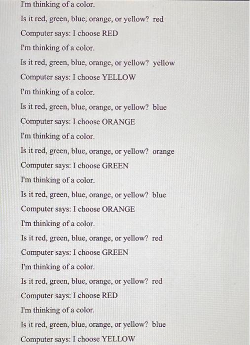 Solved Write a program that should randomly select the name | Chegg.com