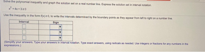 Solved Solve the polynomial inequality and graph the | Chegg.com