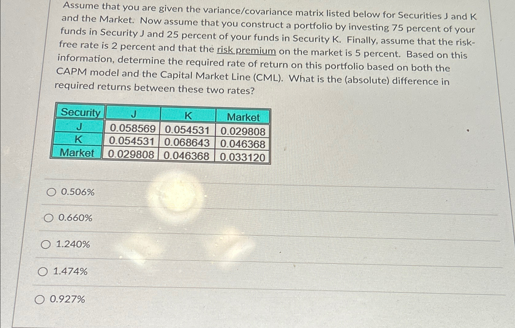 Solved Assume that you are given the variance/covariance | Chegg.com