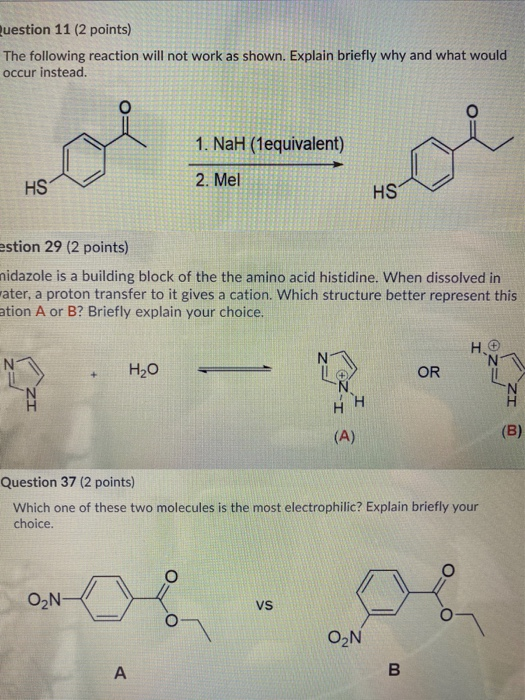 Solved Question 11 (2 points) The following reaction will | Chegg.com