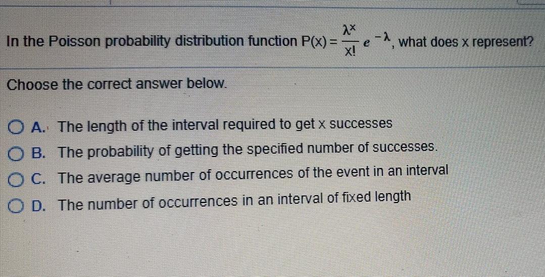 Solved In the Poisson probability distribution function | Chegg.com