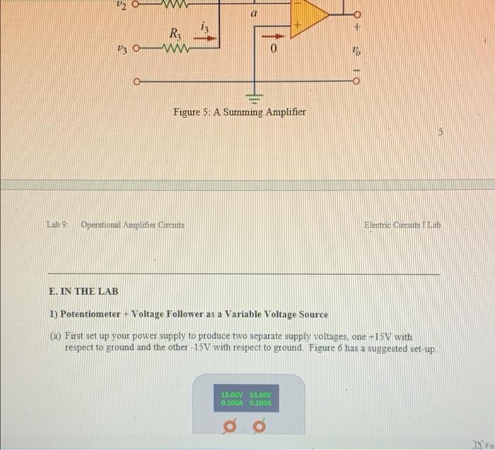 Solved LAB 9: Operational Amplifier Circuits A. OBJECTIVES • | Chegg.com