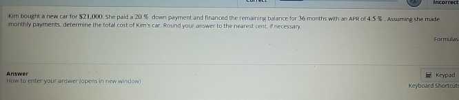 Solved Kim bought a new car for $21,000. ﻿She paid a 20% | Chegg.com