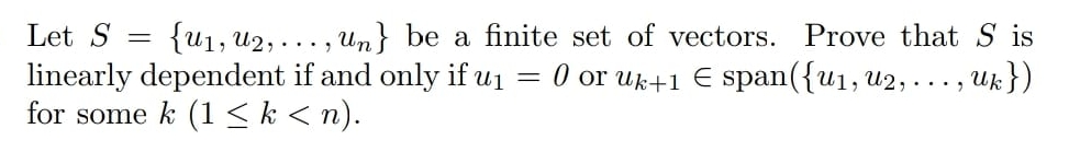 Solved Let S={u1,u2,dots,un} ﻿be a finite set of vectors. | Chegg.com