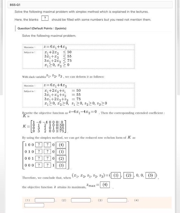 Solved BS5-01 Solve the following maximal problem with | Chegg.com