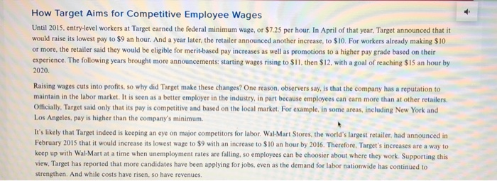 Solved How Target Aims for Competitive Employee Wages Until | Chegg.com