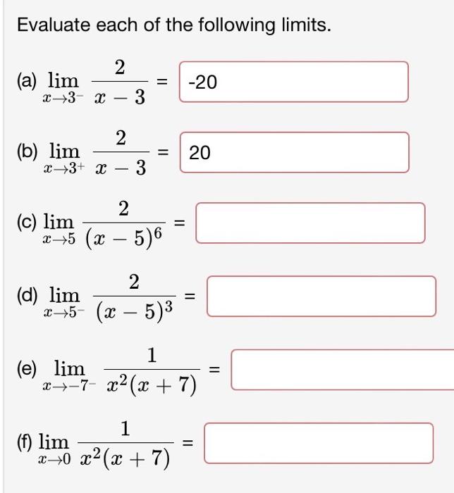 Solved Evaluate each of the following limits. (a) | Chegg.com