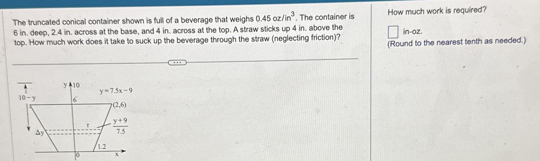 Solved The truncated conical container shown is full of a | Chegg.com
