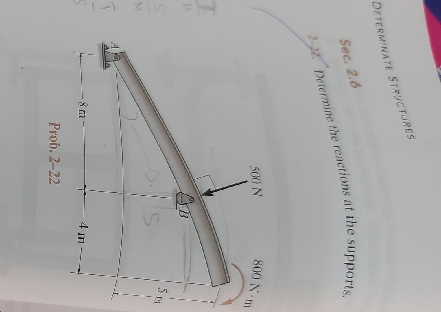 Solved DETERMINATE STRUCTURE Sec. 2.6 2-22. Determine the | Chegg.com
