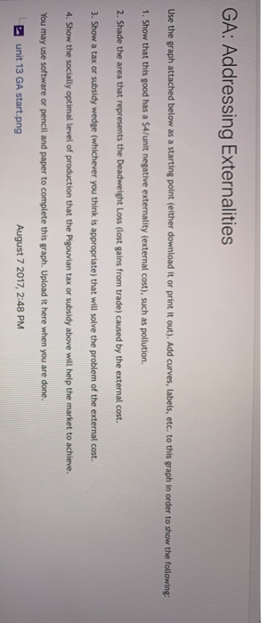 Solved GA: Addressing Externalities Use the graph attached | Chegg.com