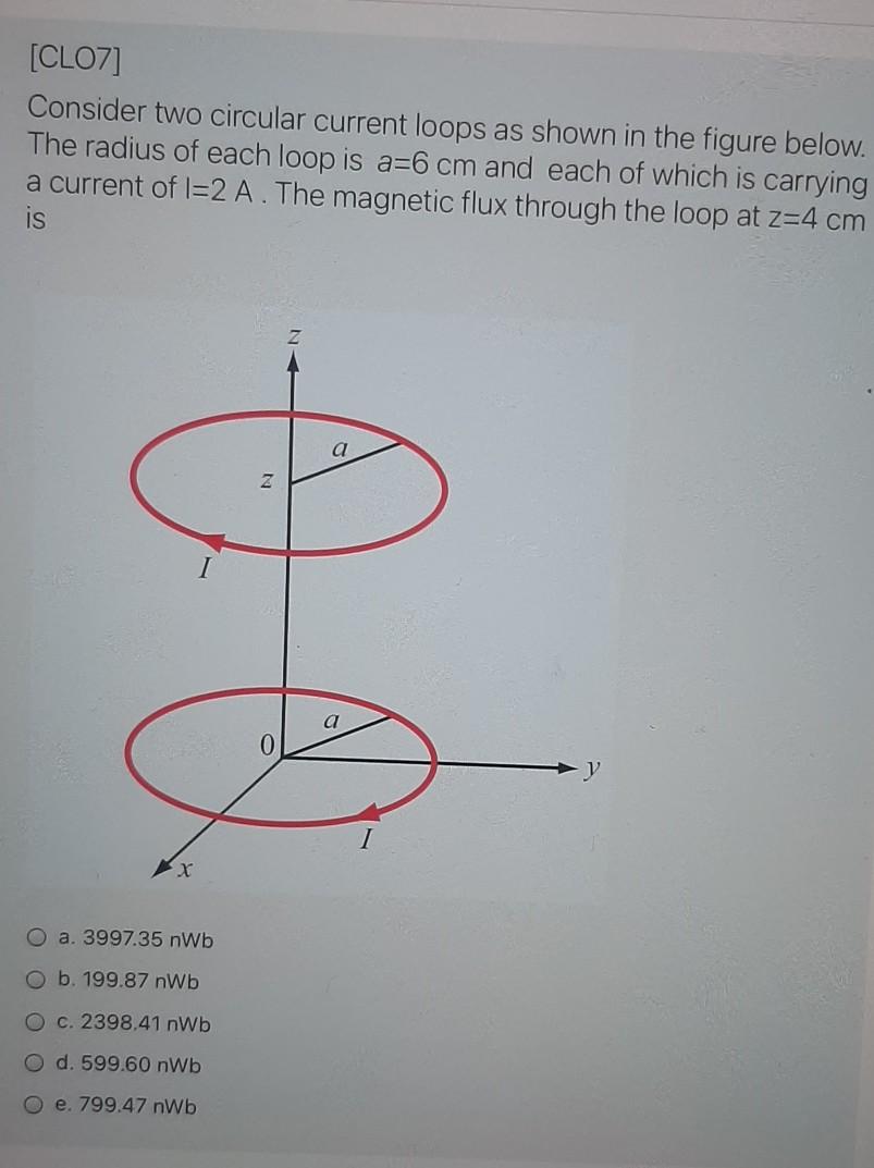 Solved [CLO7] Consider two circular current loops as shown | Chegg.com
