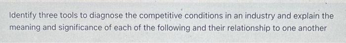 Solved Identify three tools to diagnose the competitive | Chegg.com