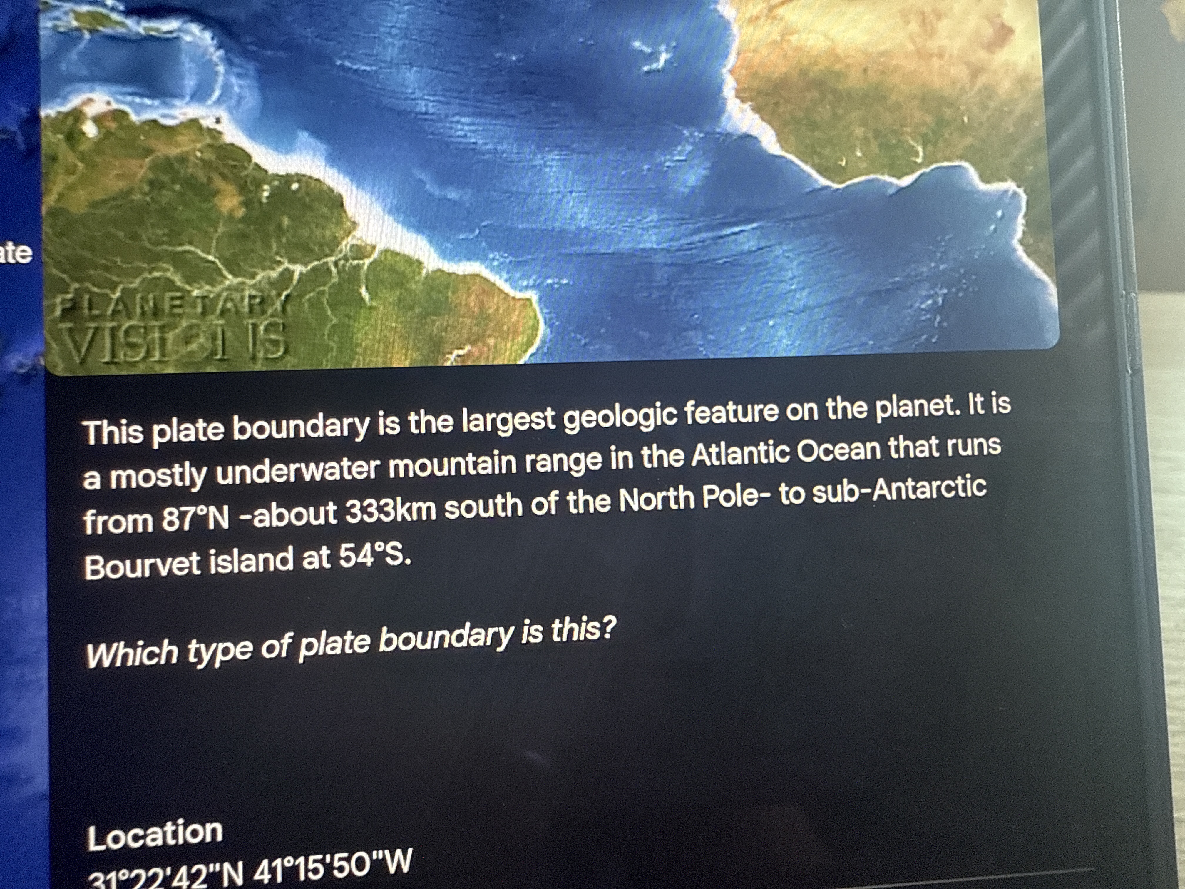 Solved This plate boundary is ﻿the largest geologic feature | Chegg.com