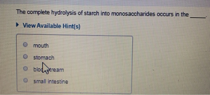 Solved The complete hydrolysis of starch into | Chegg.com