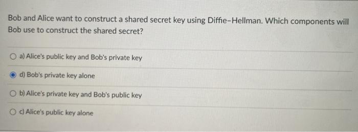 Solved Bob and Alice want to construct a shared secret key | Chegg.com